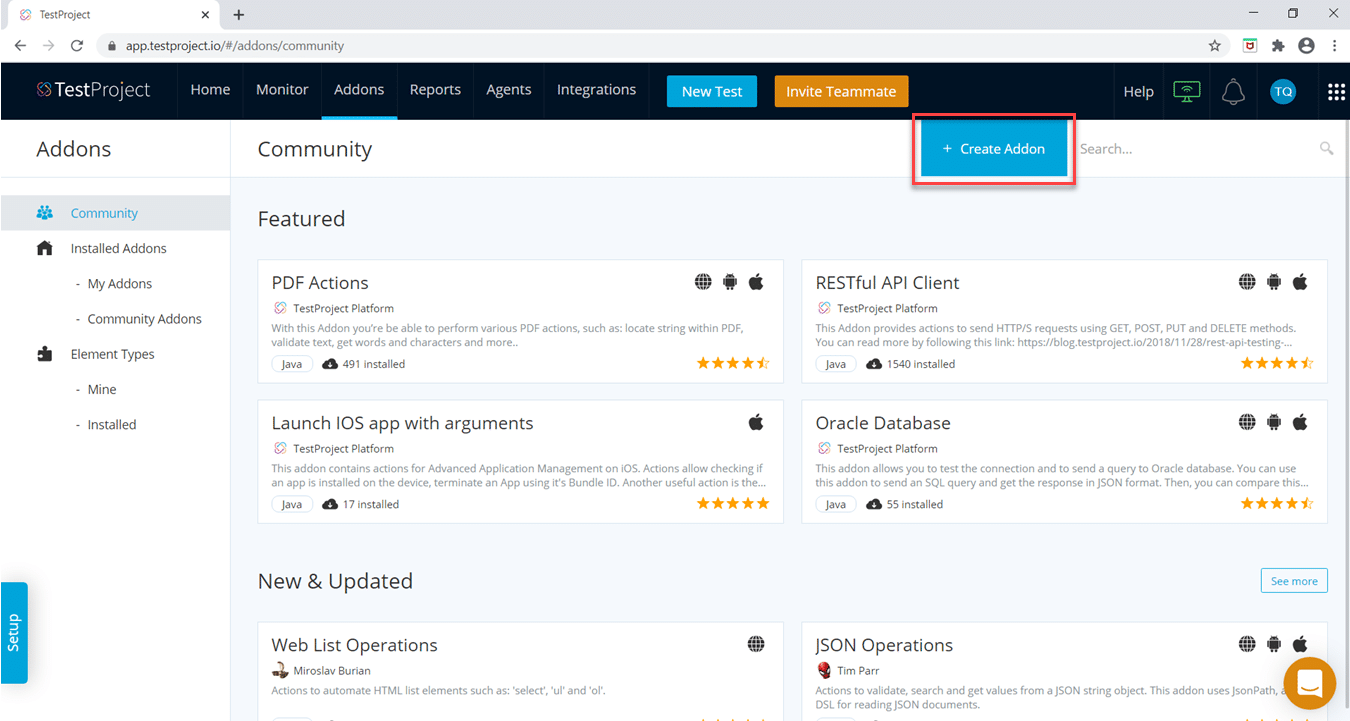 How To Create And Use Custom Addons In Testproject